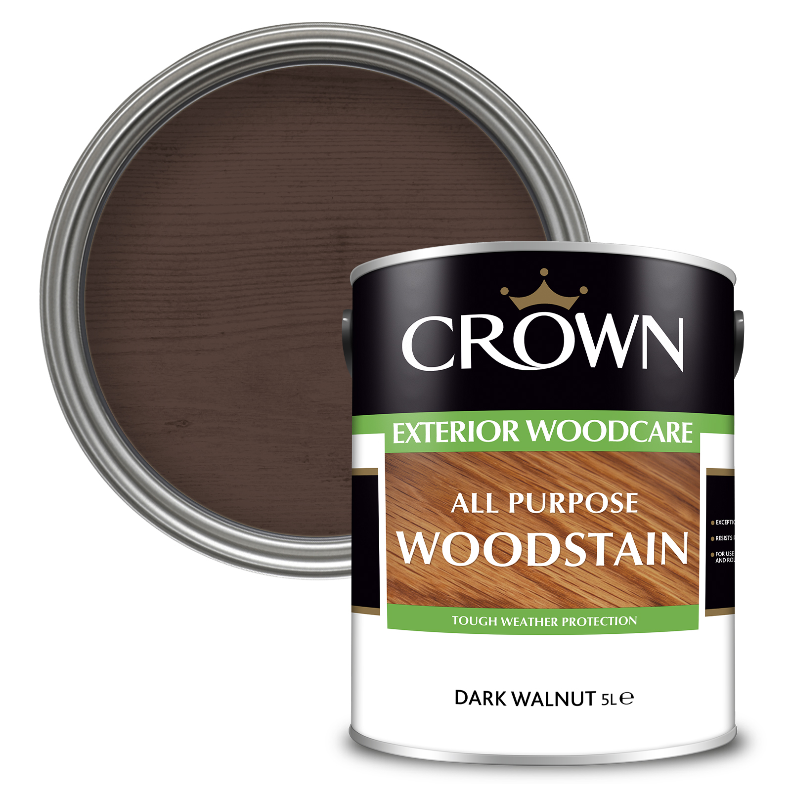 Crown Dark Walnut All Purpose Woodstain 5L Crown, Woodcare | Buy Paints ...
